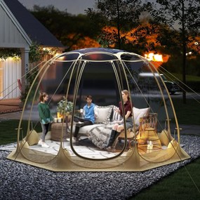 Costway 630° Průhledný PVC stan vyskakovací pro 5-6 osob – 265 × 265 cm