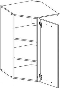 Casarredo - Komfort nábytek Kuchyňská rohová horní skříňka GREY WRP, pravá, šedá