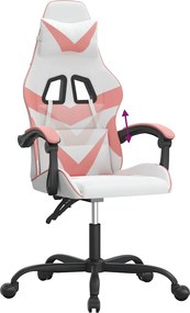 Herní židle bílá a růžová umělá kůže 3143851
