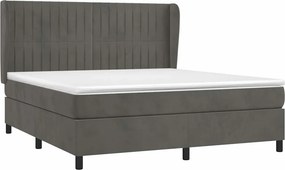 Box spring postel s matrací tmavě šedá 160x200 cm samet 3129340