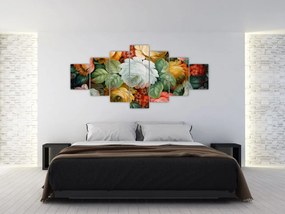 Obraz malované kytice květin (210x100 cm)