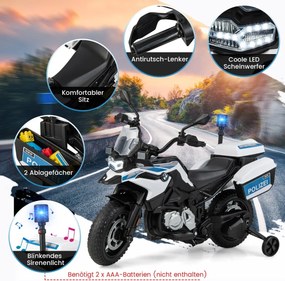 Costway Policejní motocykl pro děti motocykl na baterie se 2 tréninkovými koly