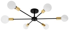 Toolight - Lampa spider-6 APP501-6C, černá-zlatá, OSW-01100
