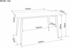 Jídelní stůl Rion 130 cm keramika černý mramor/černý