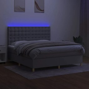 Box spring postel s matrací a LED světle šedá 180x200 cm textil 3135773