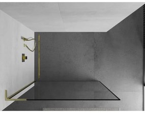 Mexen Kioto L, sprchová zástěna Walk-In 120 x 200 cm, 8mm čiré sklo černý vzor, ​​zlatý matný profil, 800-120-103-55-70