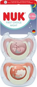 Dudlík NUK First Choice Night 0-6m 2 ks Bunny/Sheep velikost 0-6 m