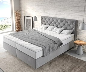 Boxspring postel Dream-Great 180x200 cm mikrovlákno šedá s taštičkovou