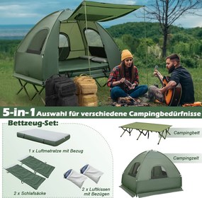 Costway 5 v 1 Camping Stan Camp Bed for 2 People Nafukovací matrace Polštář
