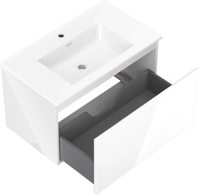 Mexen Orio, koupelnová skříňka 80 cm s umyvadlem Otis, 1 zásuvka, bílá lesklá, 91A10-08047-1-BF00-W18M00