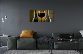 Obraz na skle 2 láhve sklenice na víno 100x50 cm