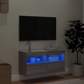 Nástěnná TV skříňka s LED osvětlením šedá sonoma 80x30x40 cm - Default Title