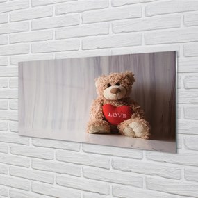 akrylový obraz srdce medvídek 100x50 cm