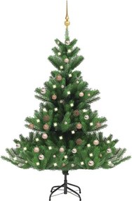 Umělý vánoční stromek normandská jedle LED a koule zelený 150cm 3077645