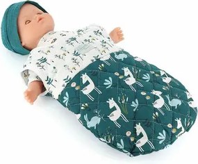 Petitcollin Spací vak zeleno-bílý pro panenky 36-40 cm / od 18 měsíců