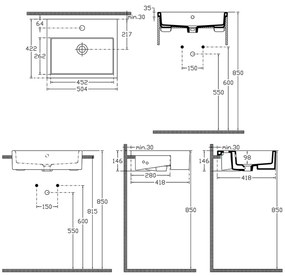 Isvea, PURITY hranaté umyvadlo polozápustné 50x42 cm, 10PL52050