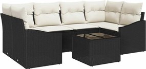 Set pohovek 7 ks Černá a krémová polyratan 3355286