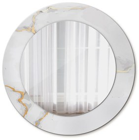 Kulaté dekorativní zrcadlo Bílý zlatý mramor fi 50 cm