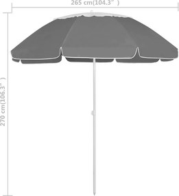Plážový slunečník antracitový 300 cm 314718