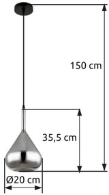 Globo 15542 - Lustr na lanku GEEKY 1xE27/60W/230V pr. 20 cm černá