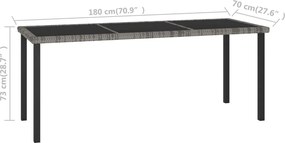 vidaXL Zahradní jídelní stůl 180 x 70 x 73 cm polyratan [315119] Barva: Černá