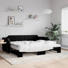 Válenda s přistýlkou a matracemi černá 90 x 200 cm textil 3197654
