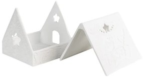 Bílý keramický domeček na čajovou svíčku Mechelen III – 8x8x8 cm