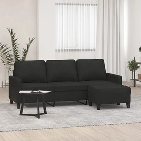 3místná pohovka s podnožkou černá 180 cm textil 3201041
