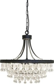 Černý antik lustr s kapkovitými krystaly Versailles - 50*49cm/ E14/ 40W