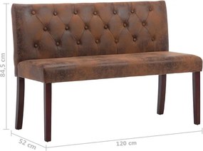 Lavice 120 cm hnědá umělá semišová kůže 288573