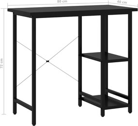 PC stůl černý 80 x 40 x 72 cm MDF a kov 20554