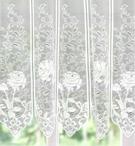 Záclona žakárová, Růžena vitrážka metráž, bílá 70 cm
