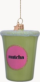 Ručně foukaná vánoční ozdoba Matcha Tea Latte