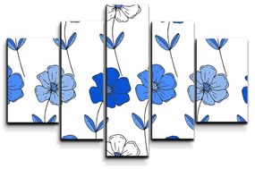 Sablio Obraz - 5-dílný Modré květiny - 125x90 cm