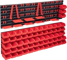 vidaXL 141dílný set skladovacích zásobníků nástěnné díly červenočerný [150814]