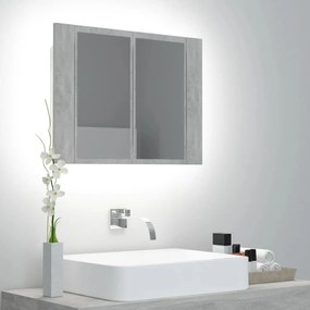 LED koupelnová skříňka se zrcadlem betonově šedá 60x12x45 cm - Default Title
