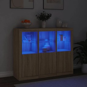 Příborníky s LED osvětlením 3 ks dub sonoma kompozitní dřevo 3209102