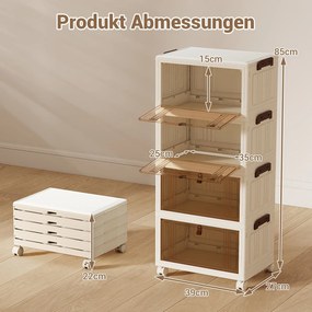 Costway 4Patrový skládací box na boty Stohovatelný úložný box s víkem