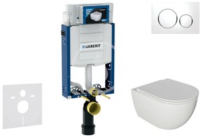 Geberit - Set předstěnové instalace, klozetu Oudee a sedátka softclose, tlačítko Sigma20, bílá/chrom