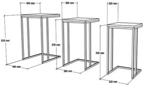 SADA 3x Odkládací stolek černá