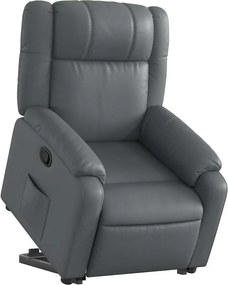 Zvedací polohovací křeslo šedé umělá kůže 3205153