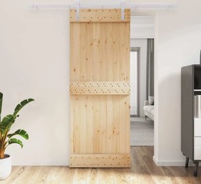 vidaXL Posuvné dveře s kováním 80 x 210 cm masivní borové dřevo [3203027]