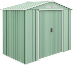 Outsunny Zahradní Kůlna 2,5 m², Kůlna se Šikmou Střechou, Posuvné Dveře, Základna, 213 x 130 x 185 cm, Kůlna z Pozinkované Oceli, Odolná proti Povětrn