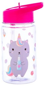 Dětská lahev Caticorn 400ml, růžová barva, plast