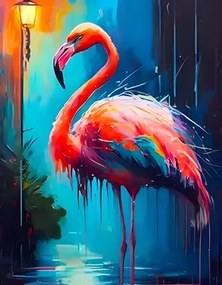 NORIMPEX Diamantové malování Barevný plameňák / 30x40 cm