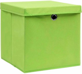 Úložné boxy s víky 10 ks zelené 32 x 32 x 32 cm textil 288372