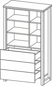 Regál BARDARO 1D3S dub grange/černá