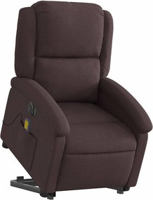 Elektrické zvedací masážní polohovací křeslo tmavě hnědé textil 3204205