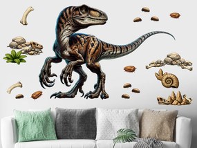 Velociraptor textilní přelepitelná samolepka na zeď arch 75 x 52 cm