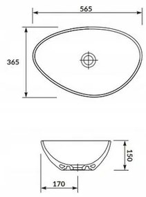 Cersanit Moduo - asymetrické umyvadlo na desku 56,5 x 36,5 cm, bílá, K116-052
